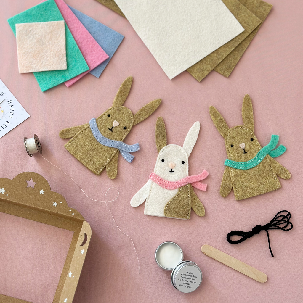 Make Your Own Rabbit Finger Puppets Craft Kit – Clara and Macy