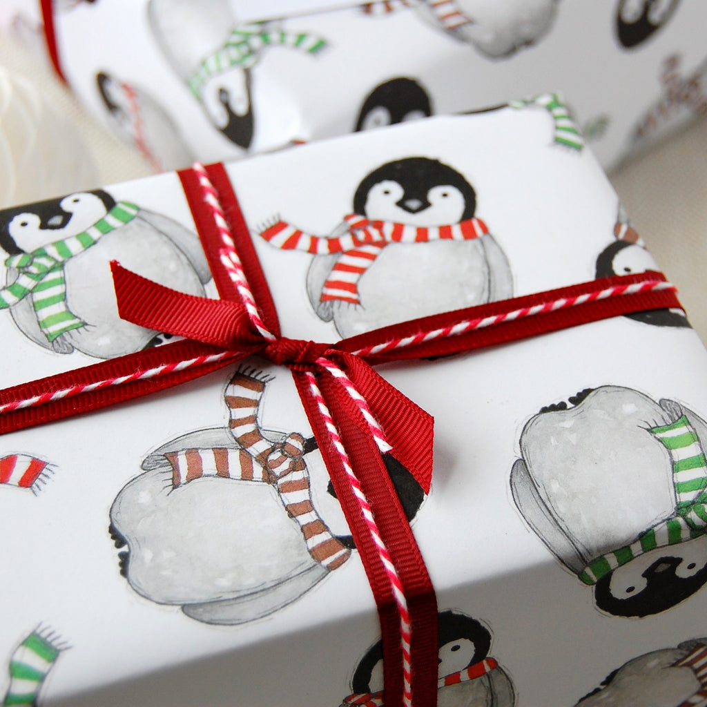 Baby Penguin Christmas Wrapping Paper Set – Clara and Macy
