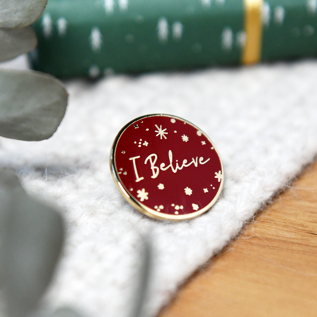 Red 'I Believe' Enamel Pin Badge – Clara and Macy