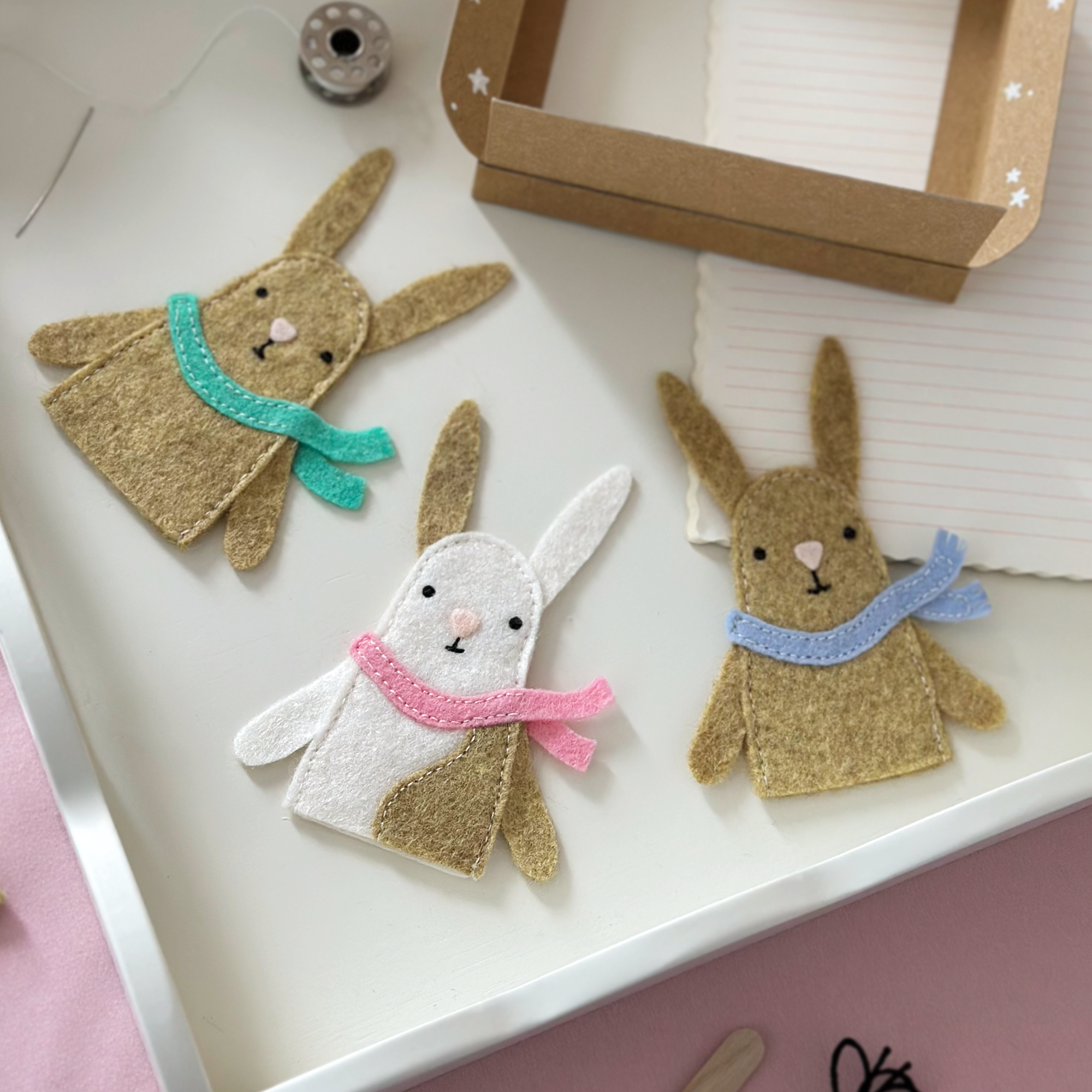 Make Your Own Rabbit Finger Puppets Craft Kit – Clara and Macy