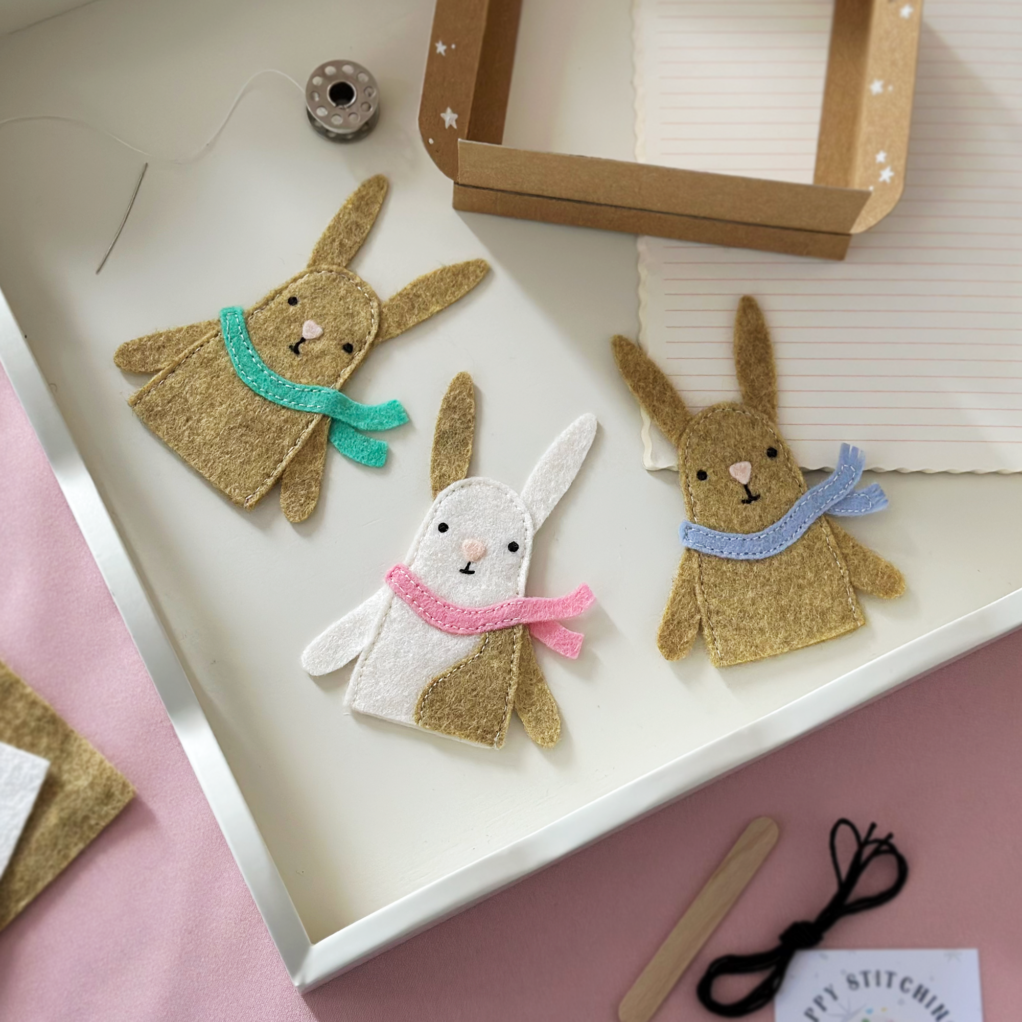 Make Your Own Rabbit Finger Puppets Craft Kit – Clara and Macy