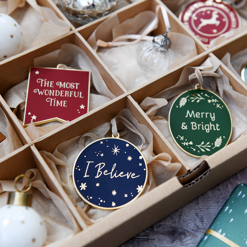 Set Of Three Traditional Enamel Tree Decorations – Clara and Macy