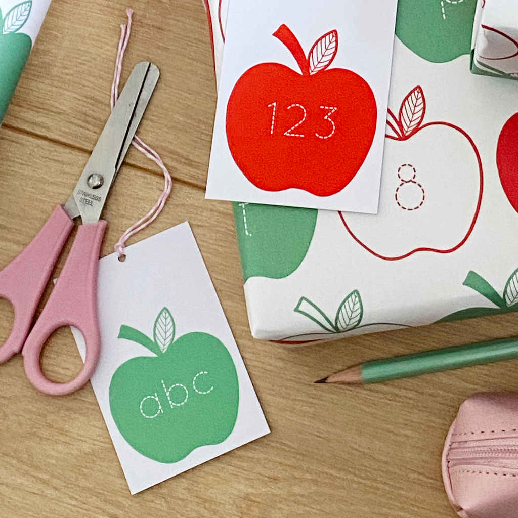 Apple Letters And Numbers Wrapping Paper – Clara and Macy