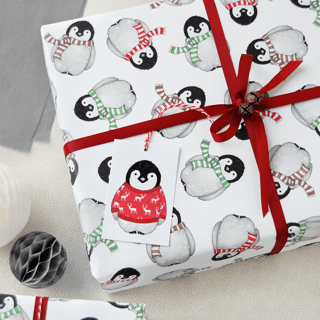 Baby Penguin Christmas Wrapping Paper Set – Clara and Macy