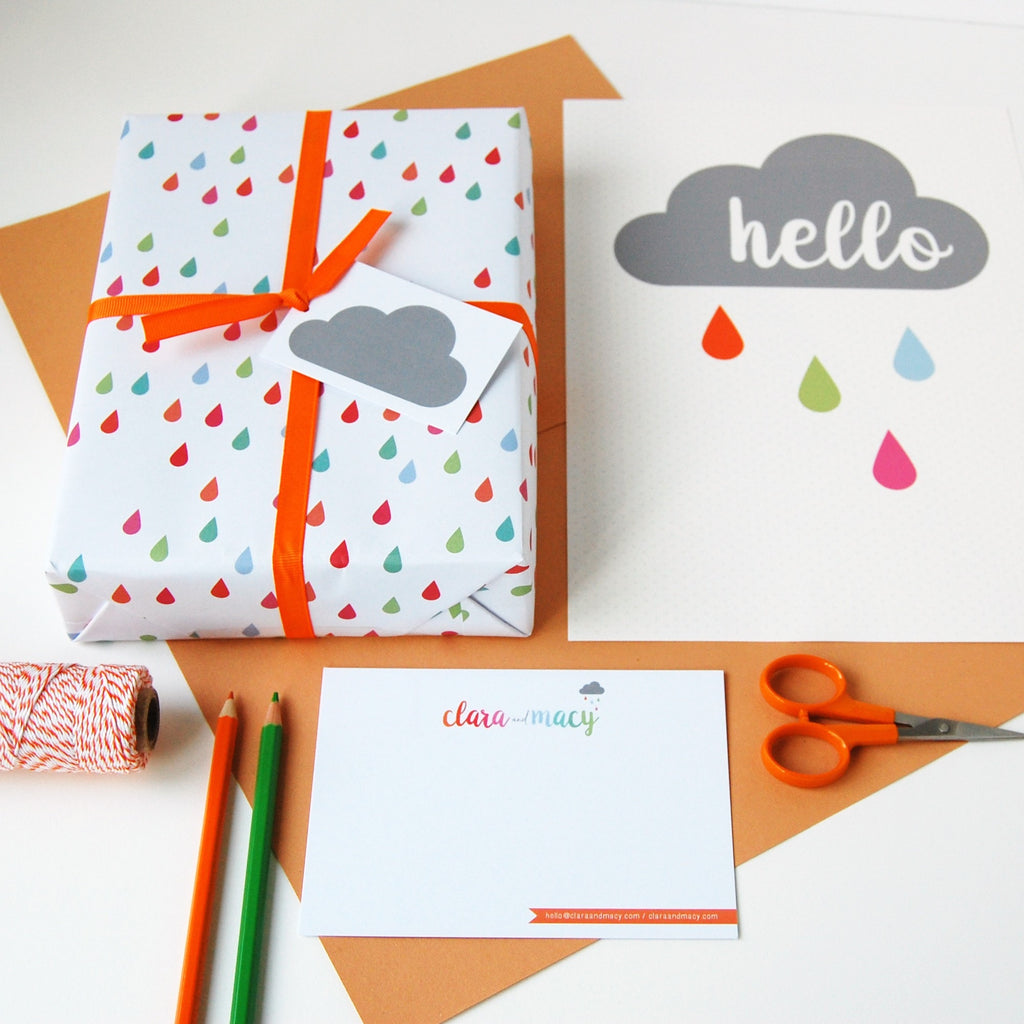 Raindrop Wrapping Paper Set – Clara and Macy